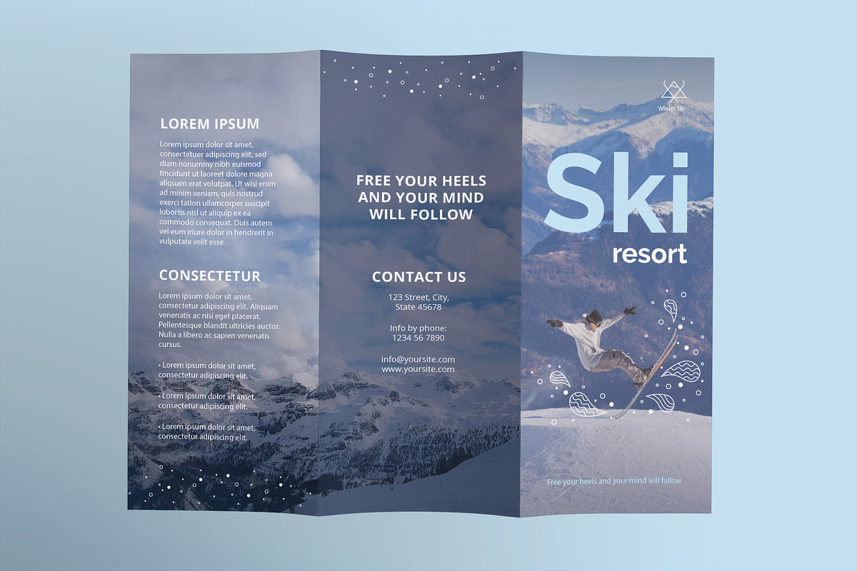 Ski Resort Brochure Trifold, a Brochure Template by TemplatesNow!