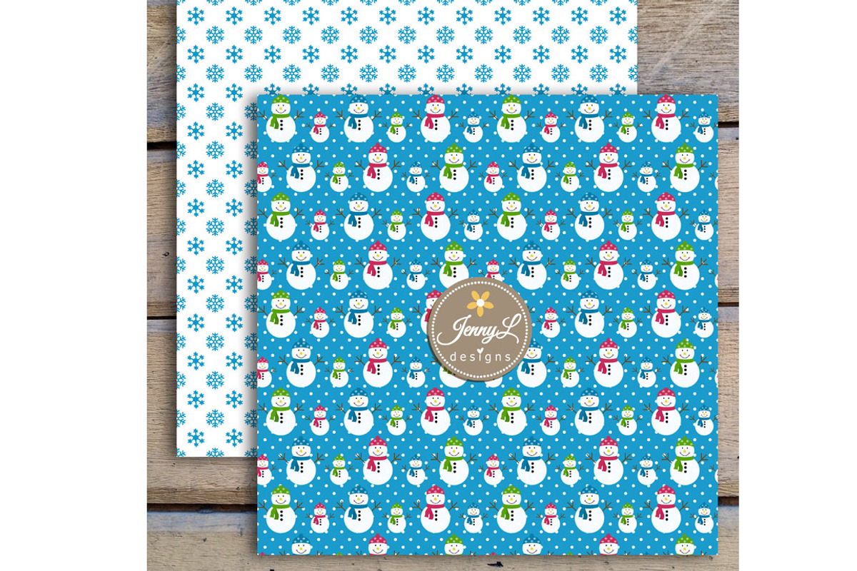 Snowman Digital Paper, a Pattern Graphic by JennyL Designs