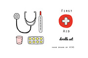 First Aid. Doodle set | Healthcare Illustrations ~ Creative Market