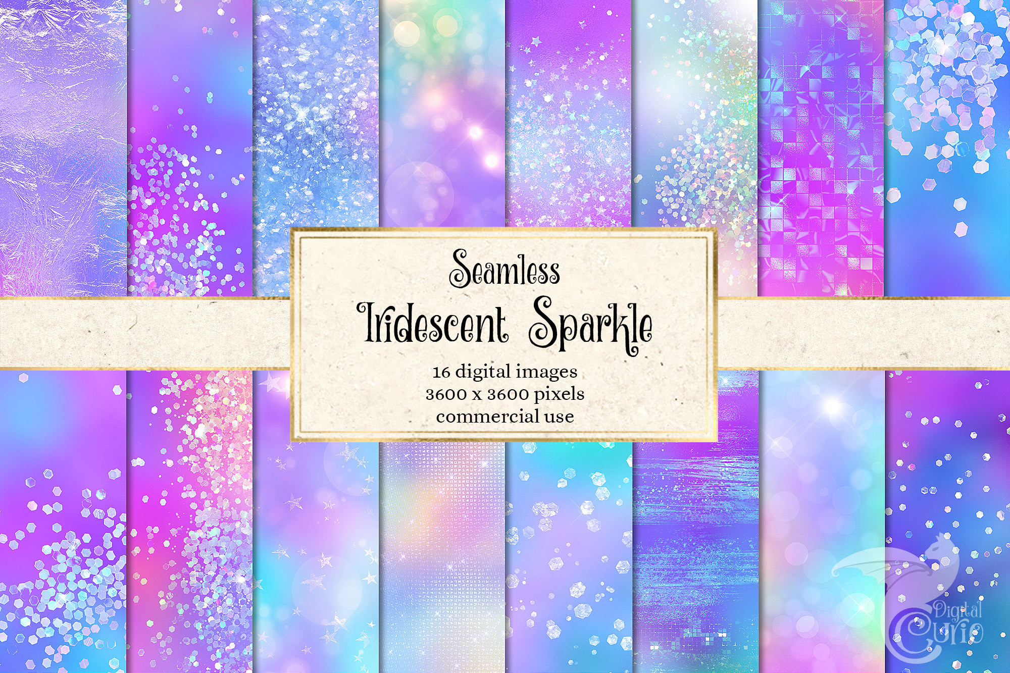 Iridescent Sparkle Digital Paper, a Texture Graphic by Digital Curio