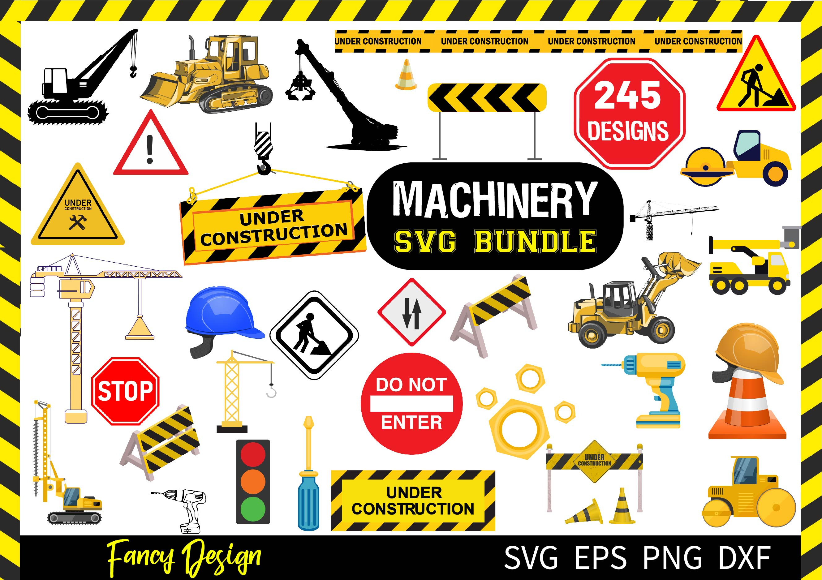 Construction Machinery SVG Bundle, an Object Illustration by ...