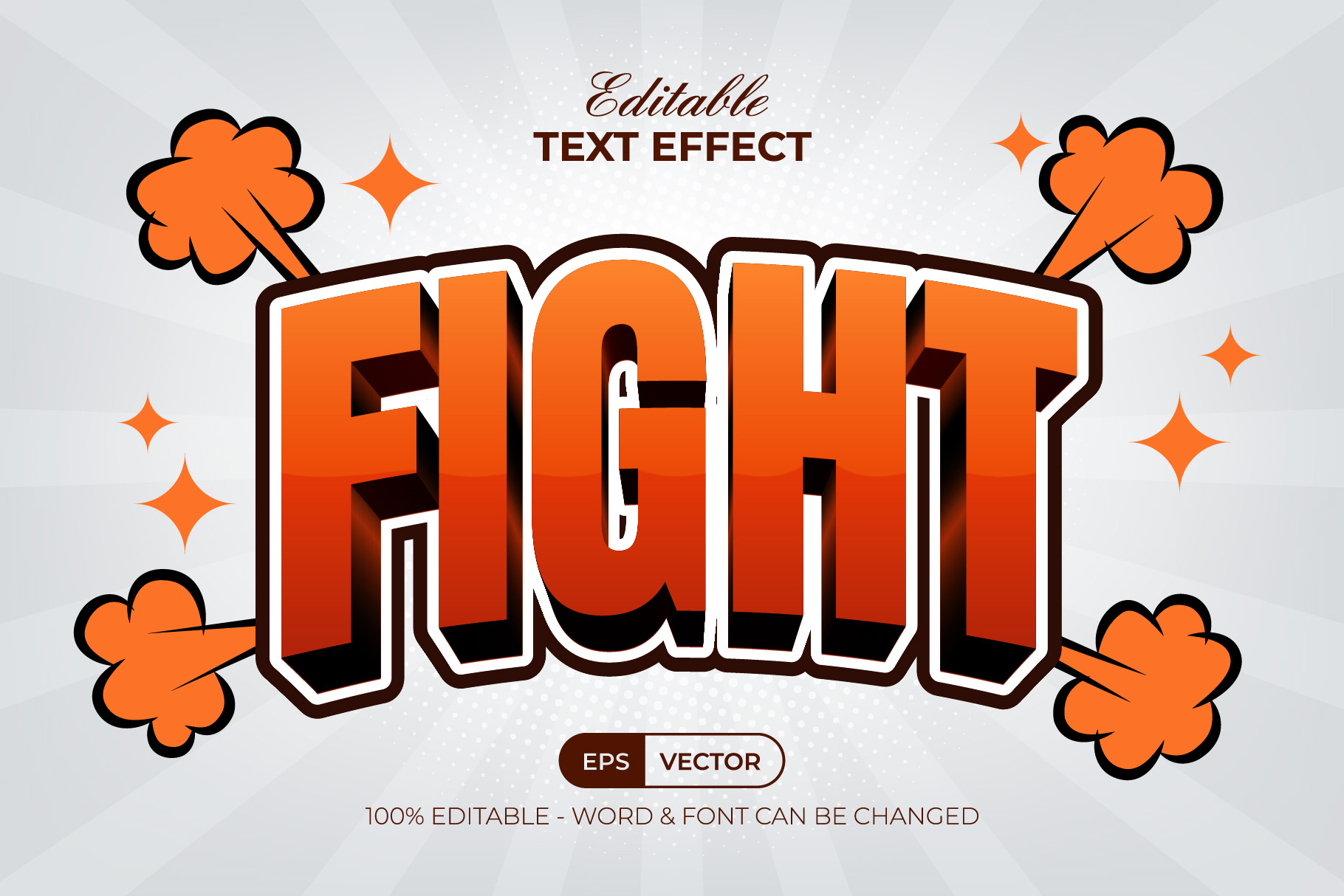 Fight 3D Text Effect Comic Style, a Layer Style Add-On by Mockmenot