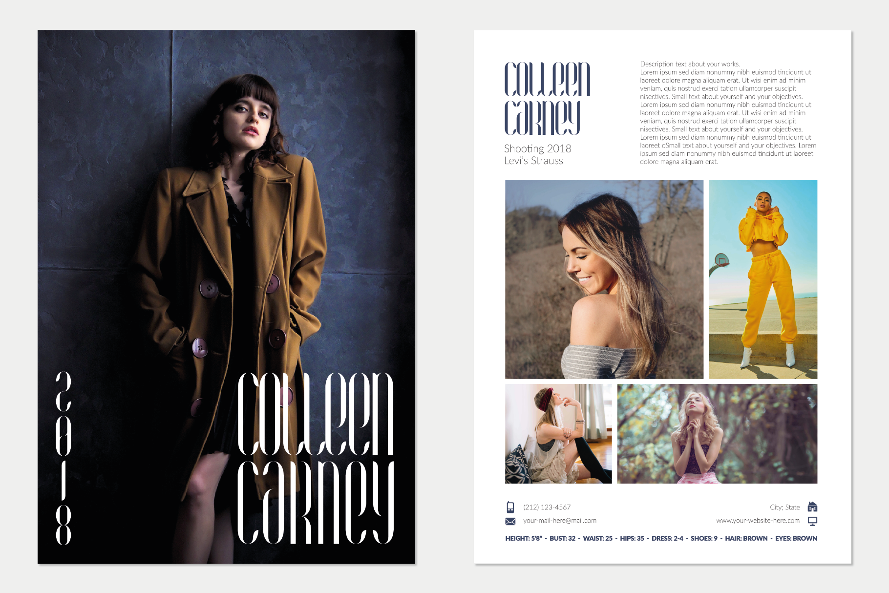 Comp Card Printing digital comp card, a Resume Template by TemplateLab