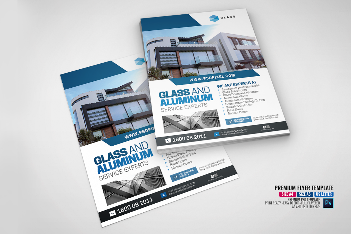 Glass and Aluminum Supply Flyer, a Flyer Template by PSDPixel