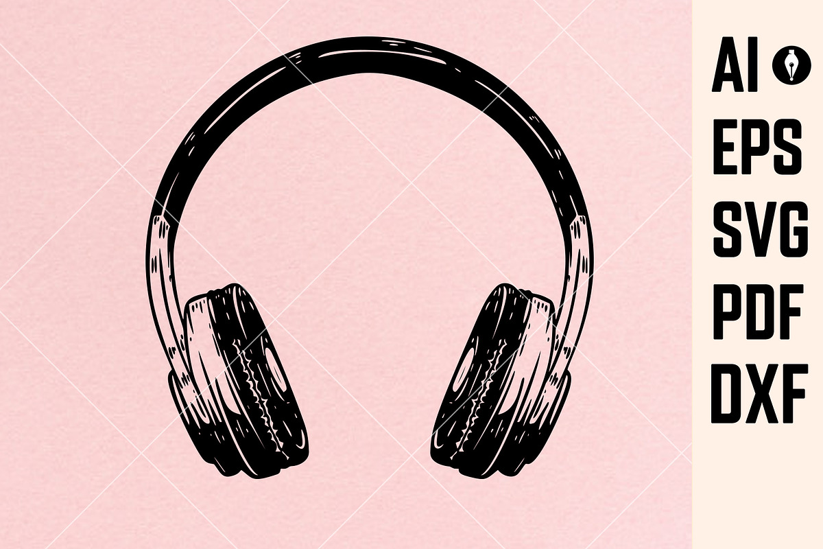 Headphones, Headphones shape Svg, Ai, a Technology Illustration by ...