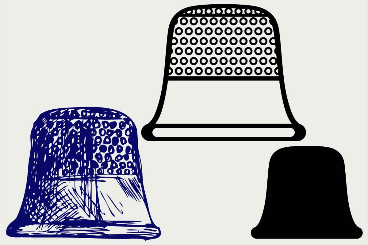 Silver thimble for sewing SVG, an Icon by LineworkStock