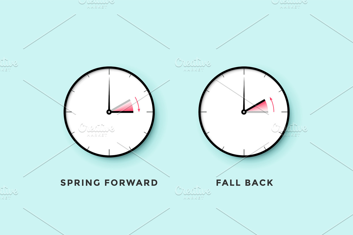 Daylight saving time. Set of clock, an Object Illustration by Foxys Graphic