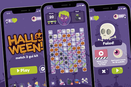 Match 3 game digital assets for download designed to impress