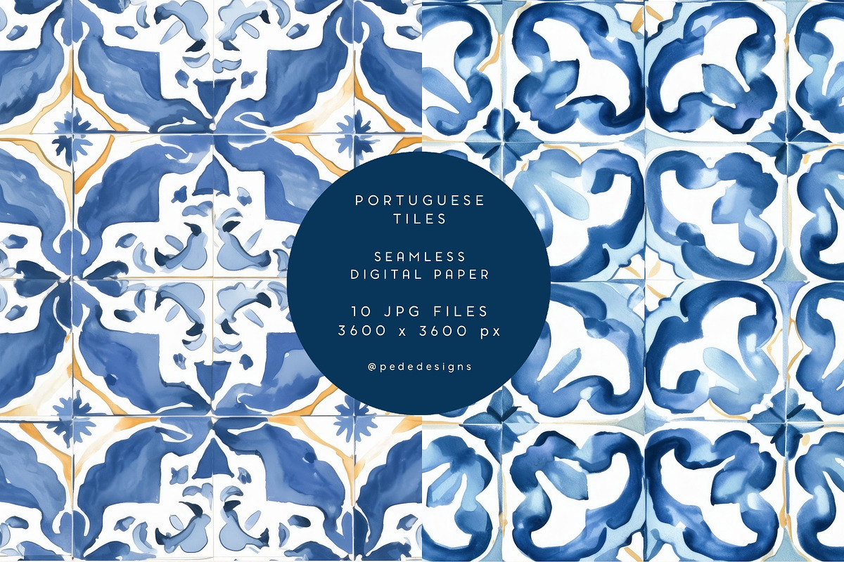 Blue Portuguese Tiles, a Pattern Graphic by PeDe Designs