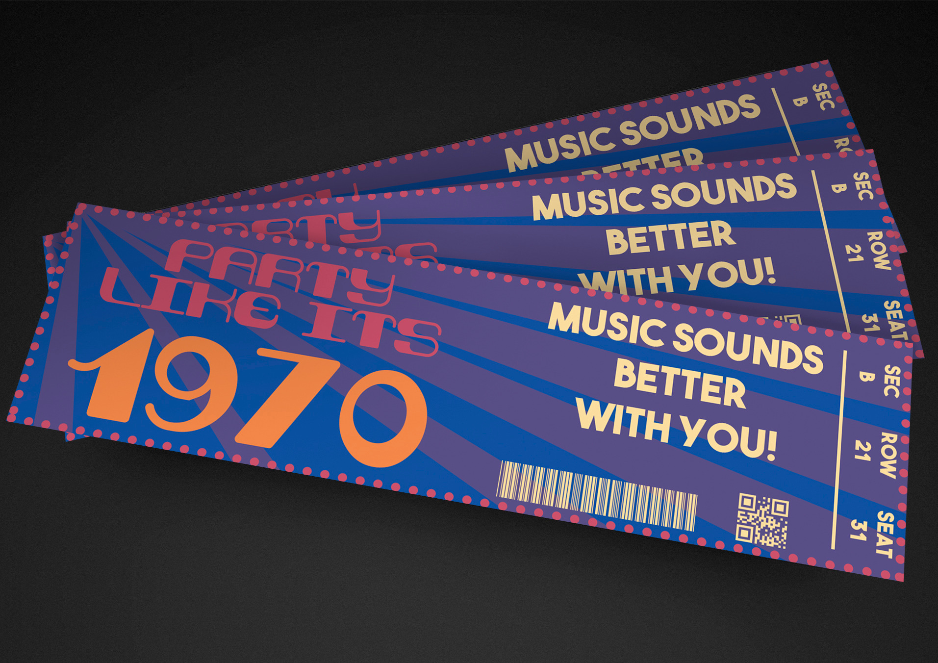 Disco Themed Event Ticket, an Invitation Template by Konakchiev