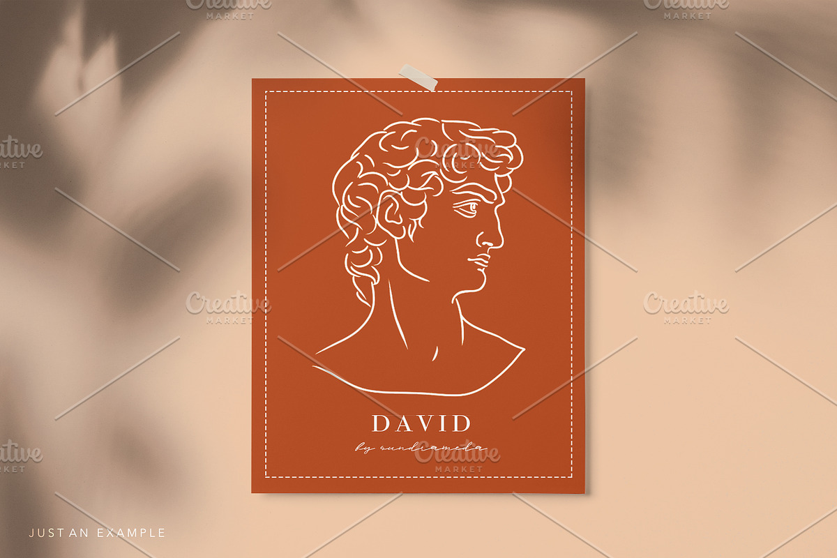 Ancient Greek Statue David Line Art, a Decorative Illustration by ...