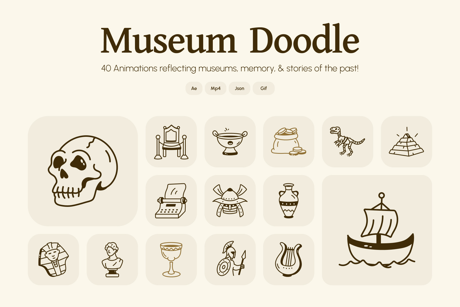 Animated Doodle Museum Icon Set