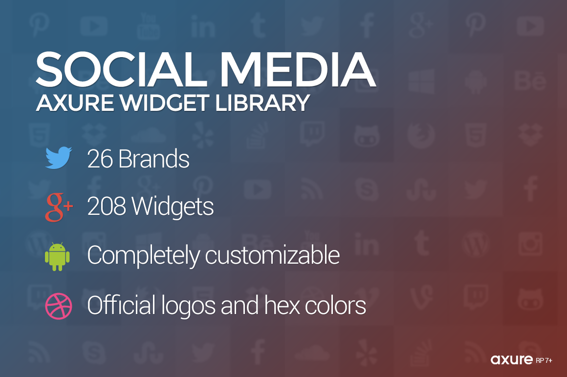 Axure Social Media Widget Library, a Websites & App Template by Axure ...