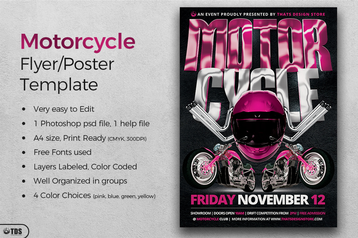 Motorcycle Flyer Template, a Flyer Template by ThatsDesign Art