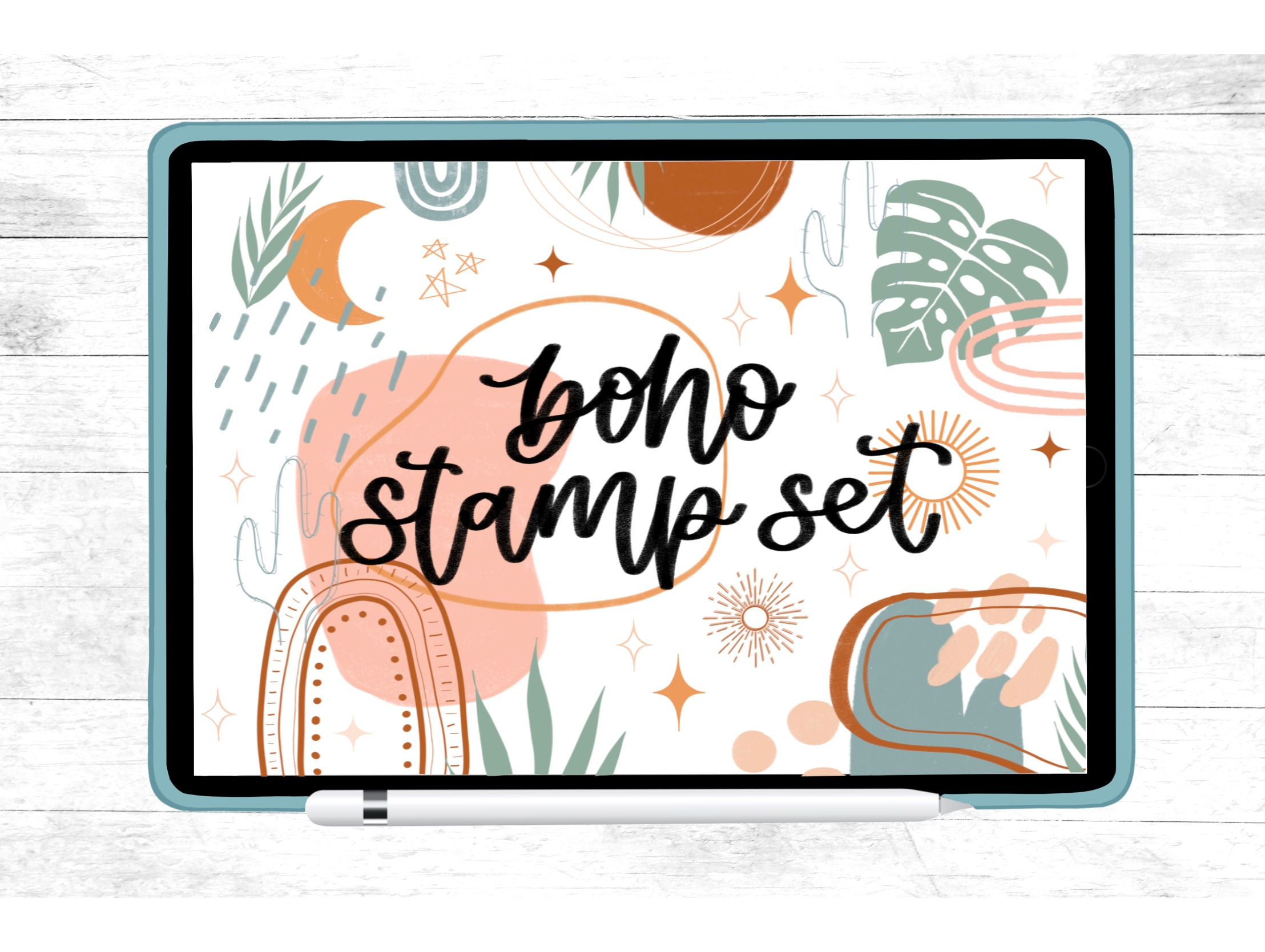 Procreate Boho Stamp Set, a Brush Add-On by Blue Strawberry Studio