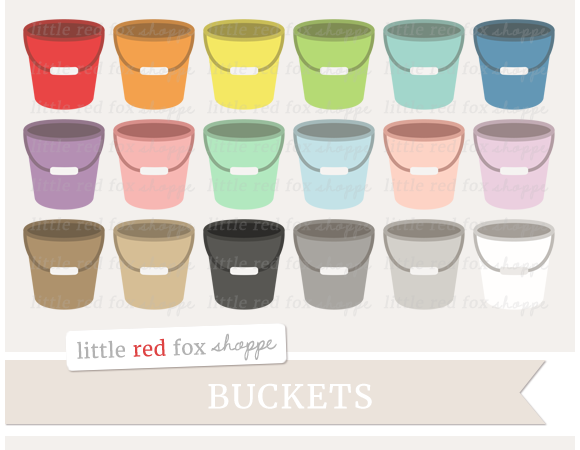 Bucket Clipart, an Illustration by Little Red Fox Shoppe