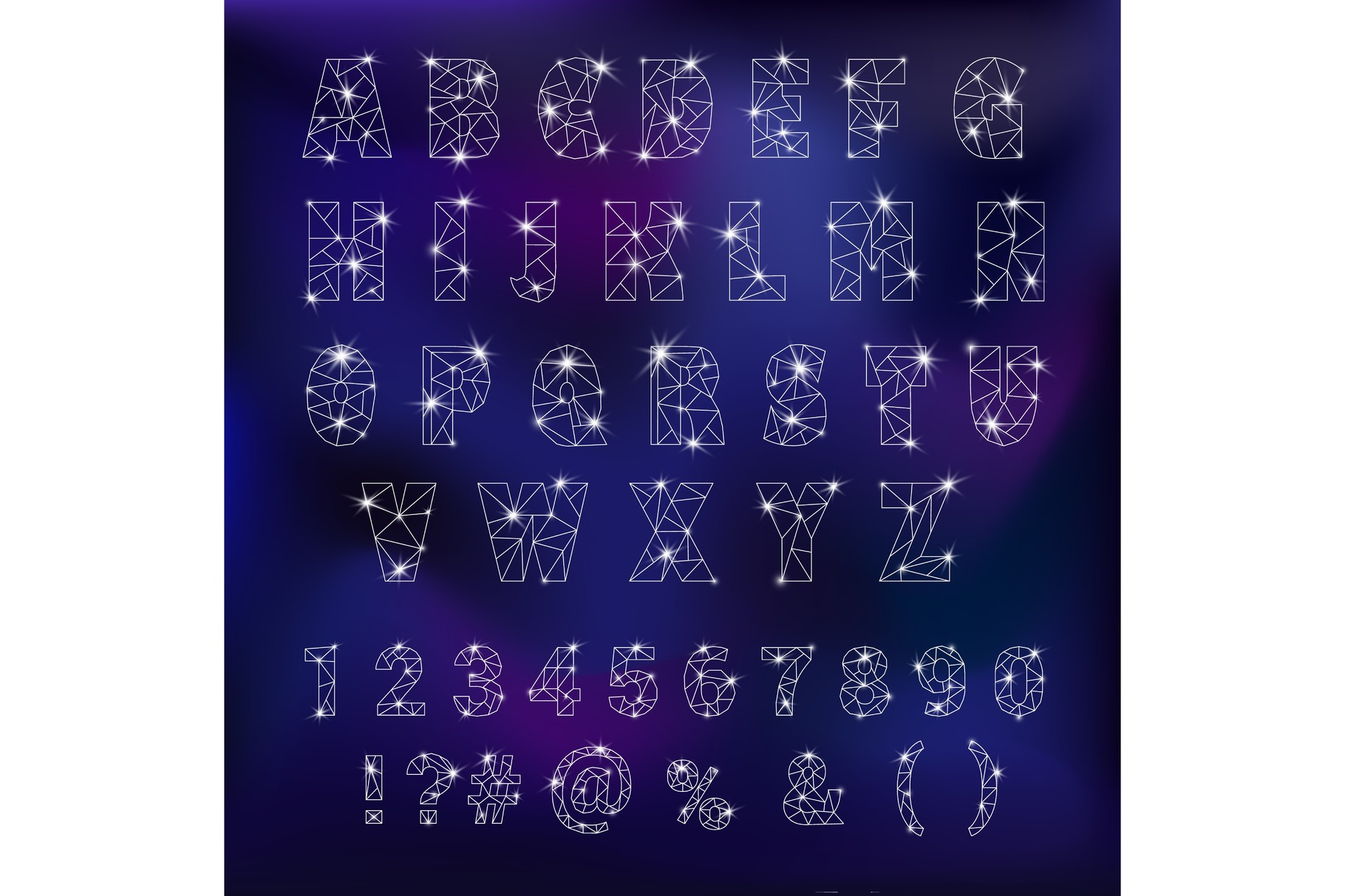 Alphabet ABC space stars symbols | Decorative Illustrations ~ Creative ...
