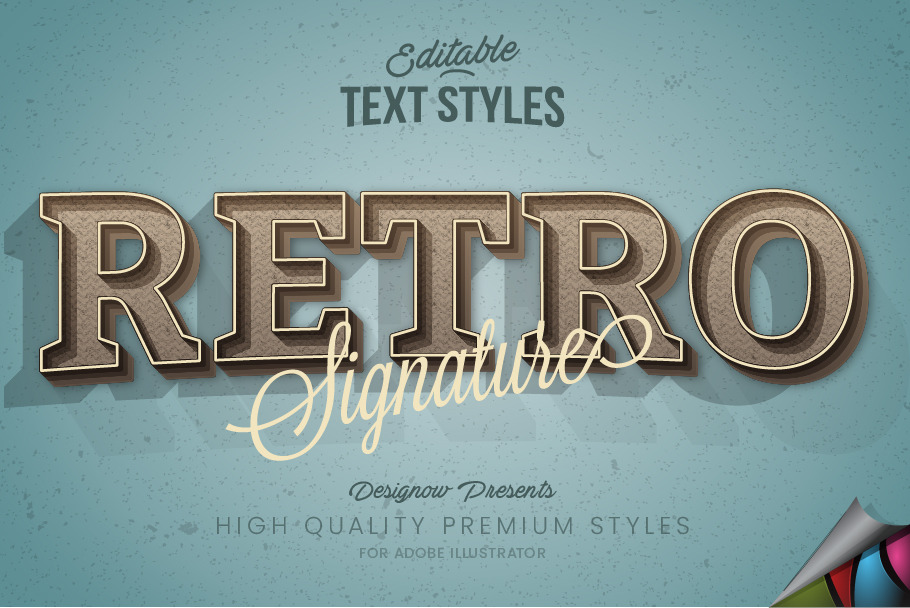 Retro Vintage Illustrator Text Style, a Layer Style Add-On by Designow ...