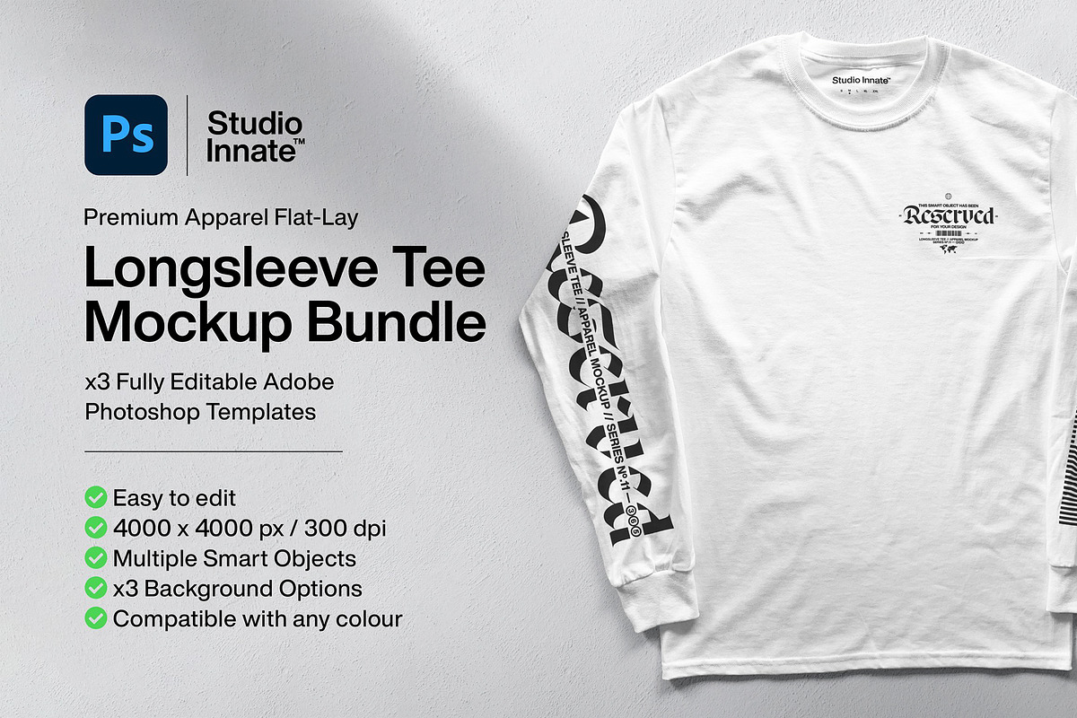 Long Sleeve Tee - Mockup Bundle, a Hoody Mockup by Studio Innate