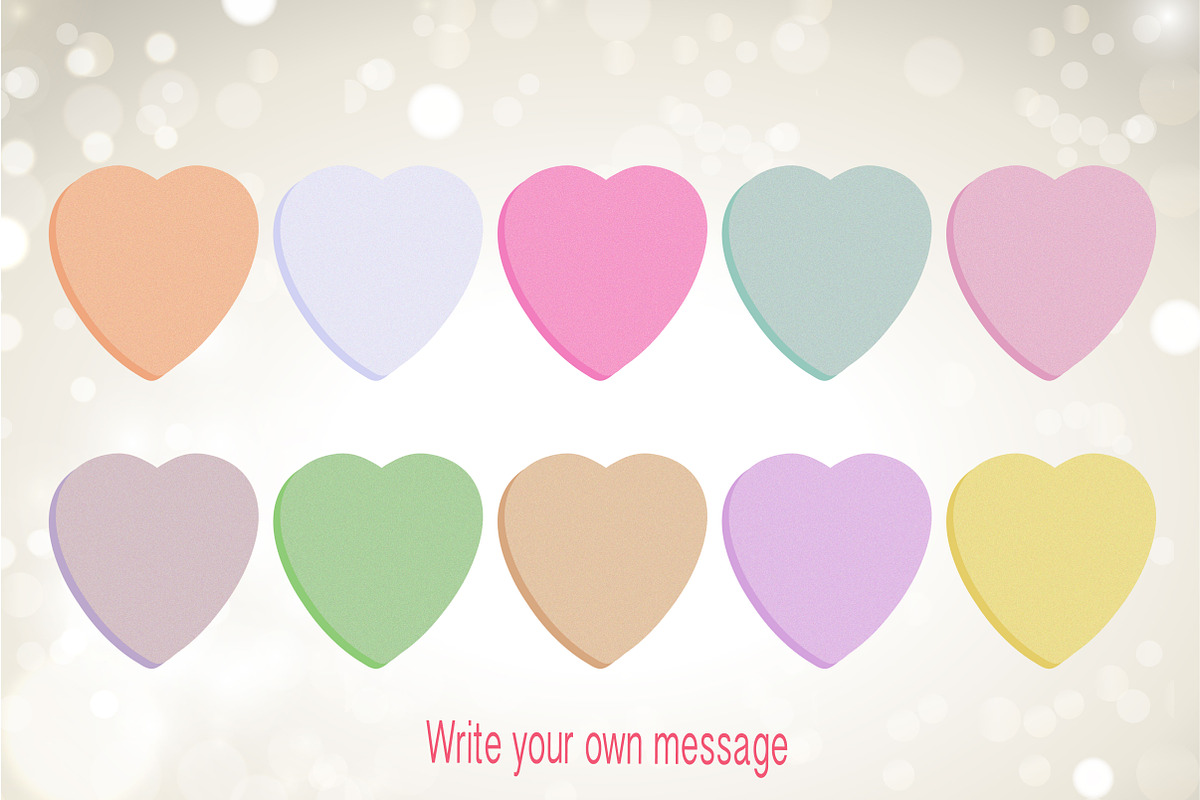 Valentine Clipart - Candy Hearts, a Decorative Illustration by Leska's ...