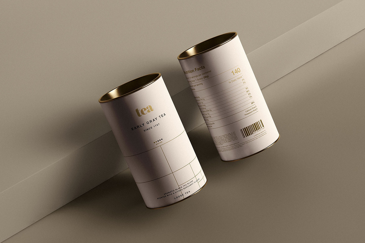 Cylinder Tea Tin Mockup, a Packaging Mockup by Graphic Pear