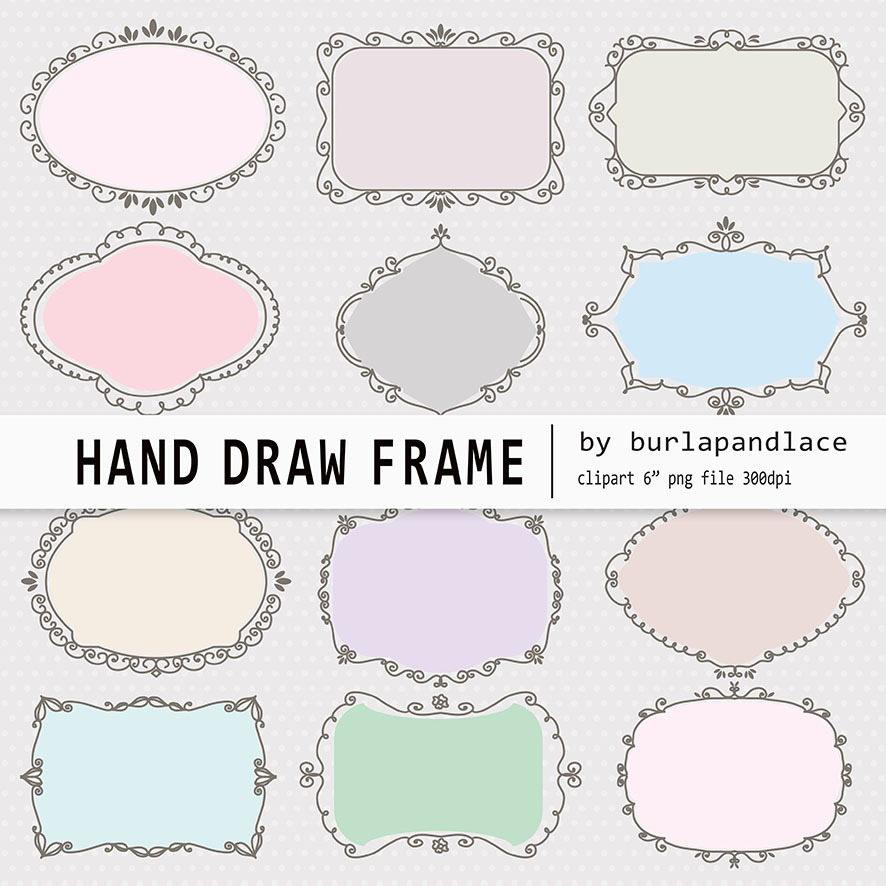 Hand draw frames pastel color, an Illustration by burlapandlace