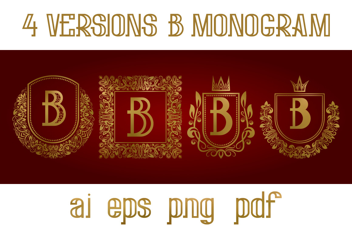 4 versions of B monogram, a Branding & Logo Template by Guten Tag Vector