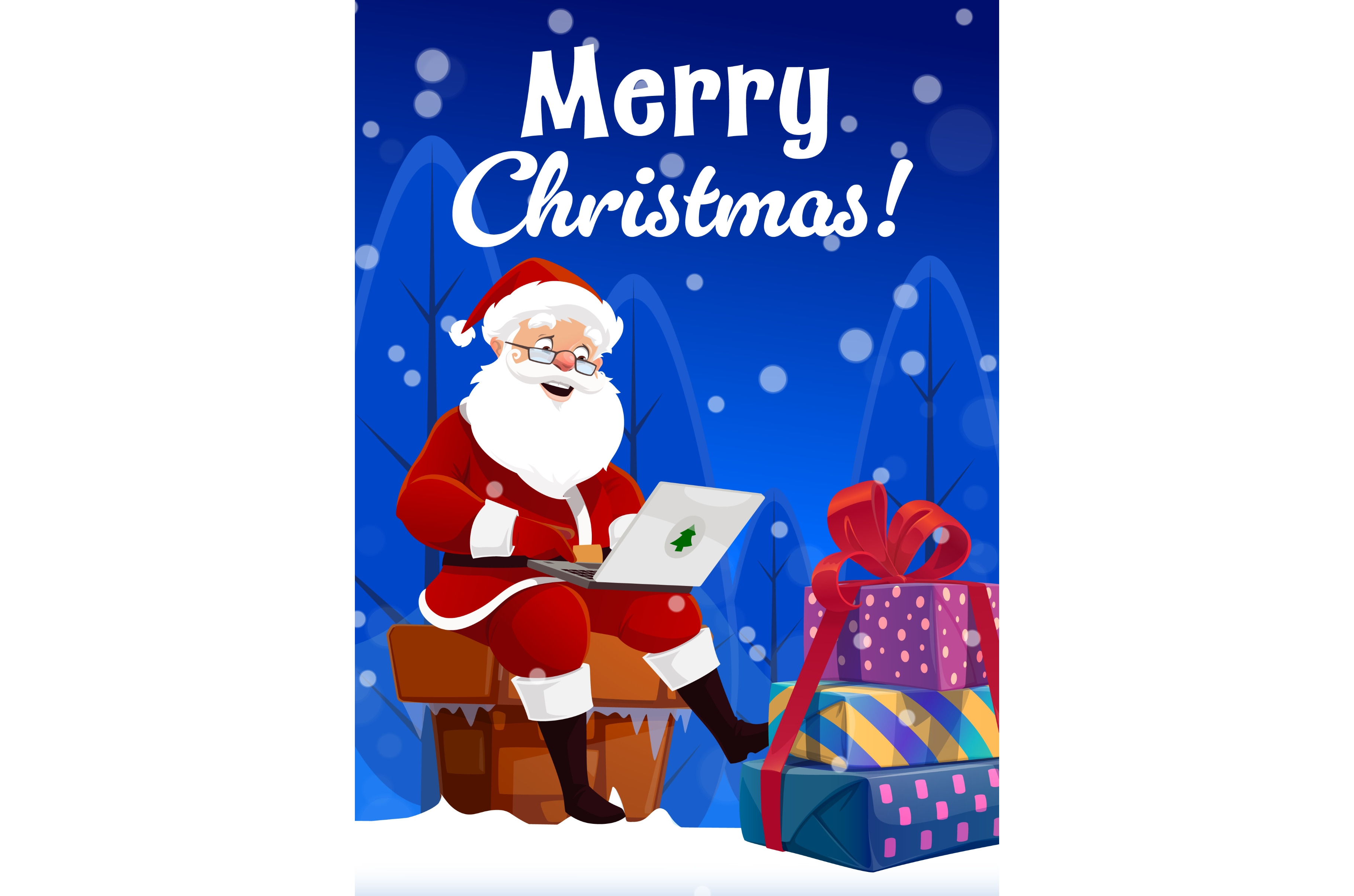 Christmas greeting card, Santa, a Seasonal Illustration by Vector Tradition