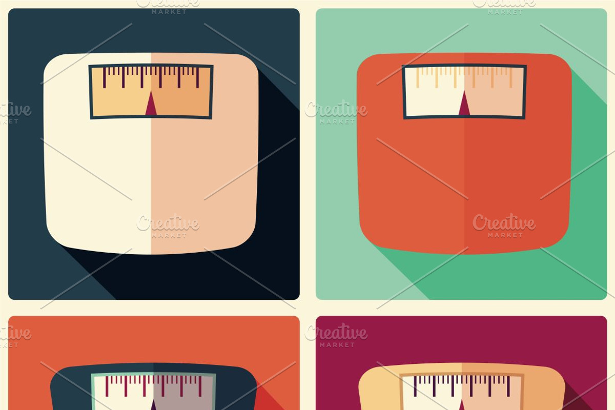 Weight scales - flat design, a Food Illustration by Blue Lela Design