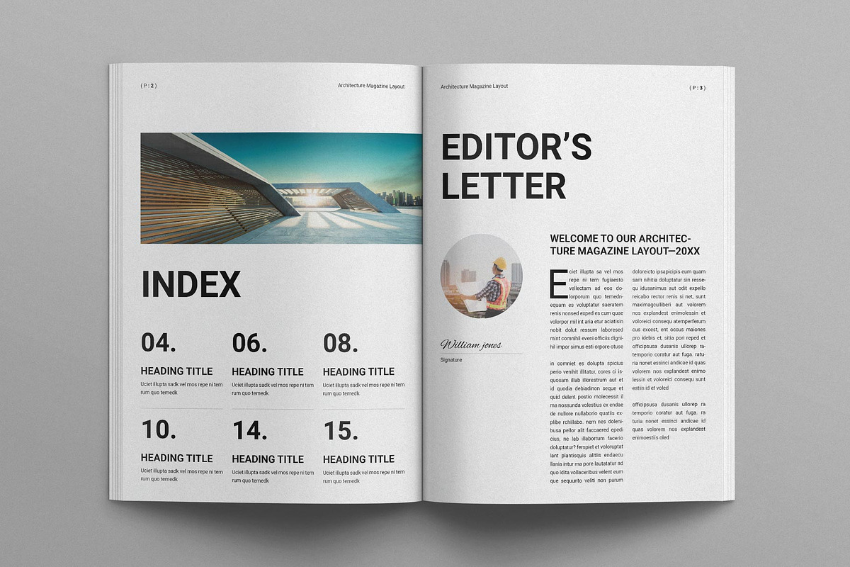 Architecture Magazine Layout, a Magazine Template by E-Type