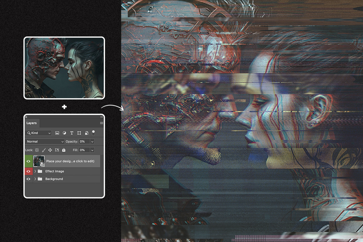 Bad VHS Distorted Signal Photo Effec, a Layer Style Add-On by dokudokunomi