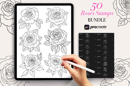 Procreate Roses Stamps | Brushes ~ Creative Market