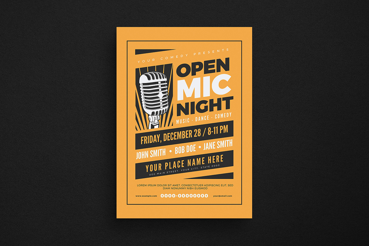Open Mic Night Flyer, a Flyer Template by Guuver