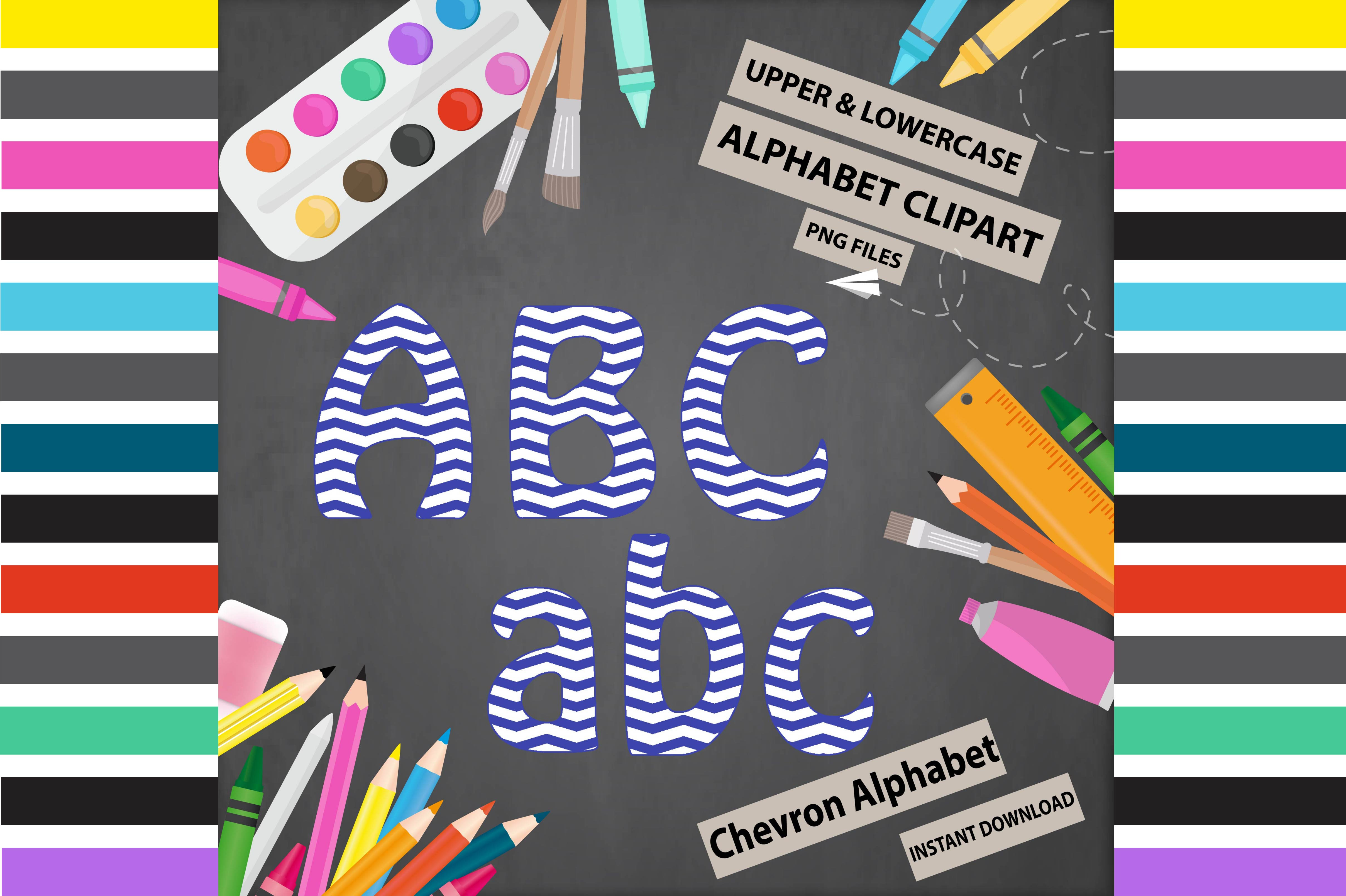 Blue Alphabet Clipart - Chevron, an Object Graphic by Leska's Digitals