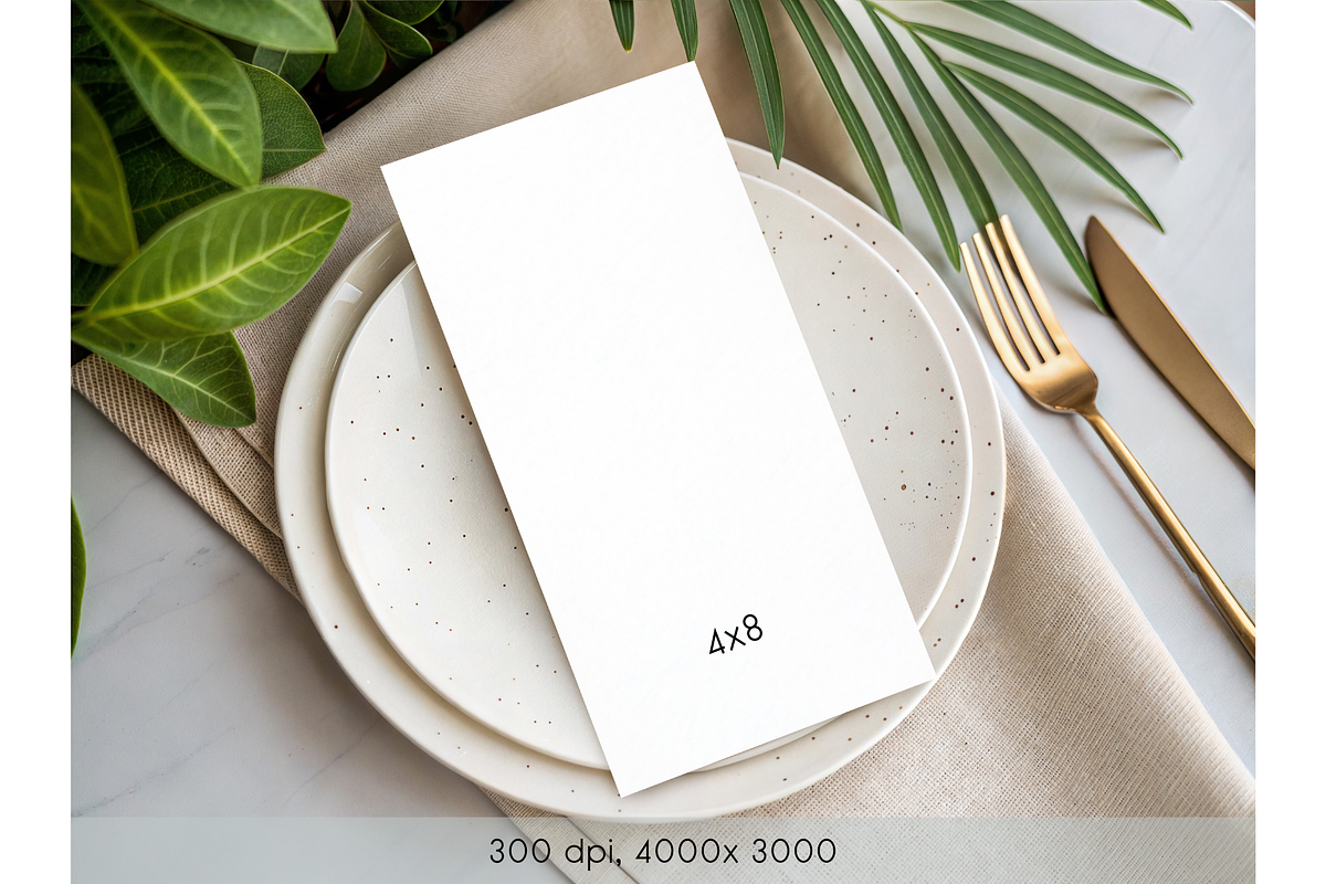 Modern Botanical Menu Card Mockup, a Product Mockup by MockupWizard