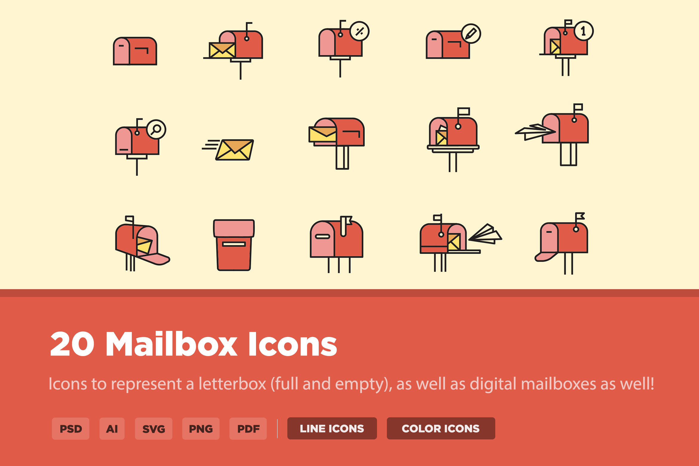 20 Mailbox Icons, an Icon by Creative VIP