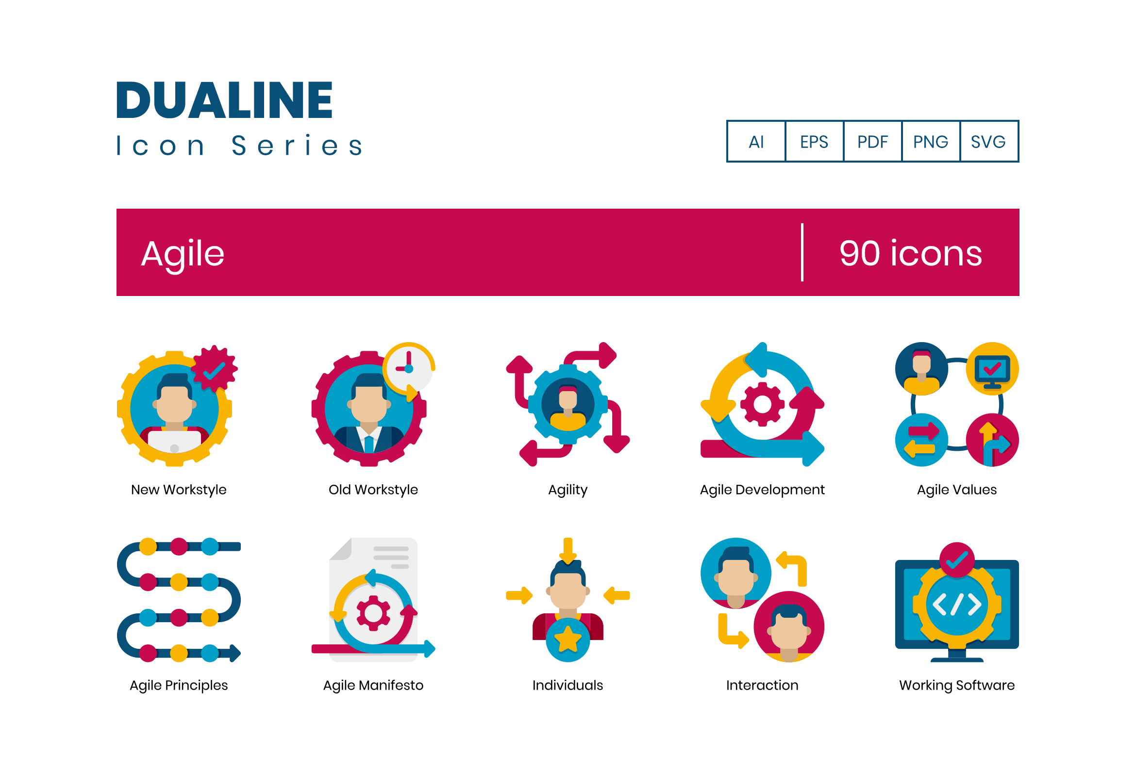 90 Agile Icons | Dualine Flat, an Icon by Flat Icons