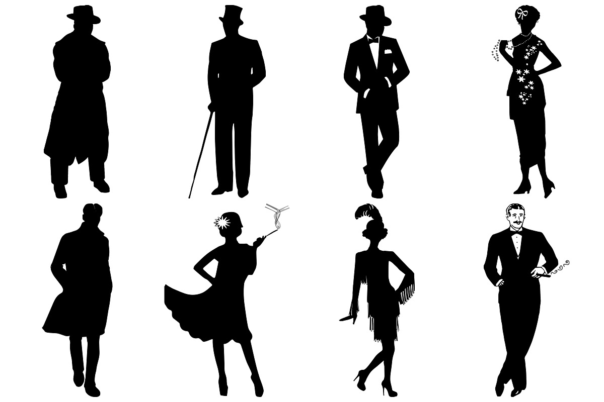 Gatsby Flappers/Mobsters AI EPS PNG, a Person Illustration by ...