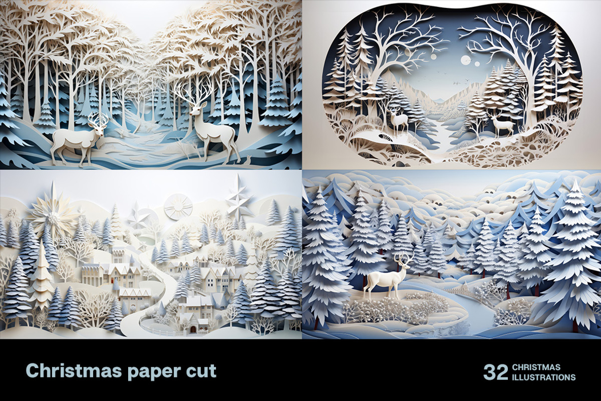 Christmas paper cut. Collection, a Seasonal Illustration by Handmadefont