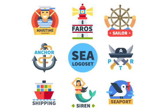 Sea logo set, an Illustration by TastyVector