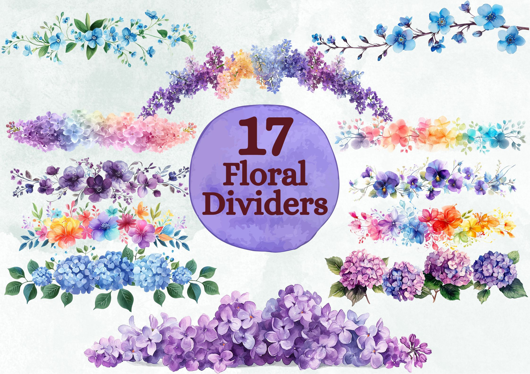 Floral Border Clipart, Page Dividers, a Decorative Illustration by ...