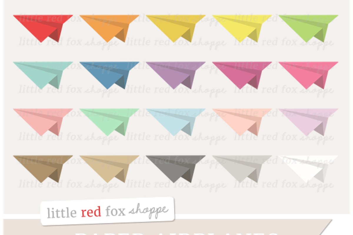 Paper Airplane Clipart, a Transportation Illustration by Little Red Fox ...