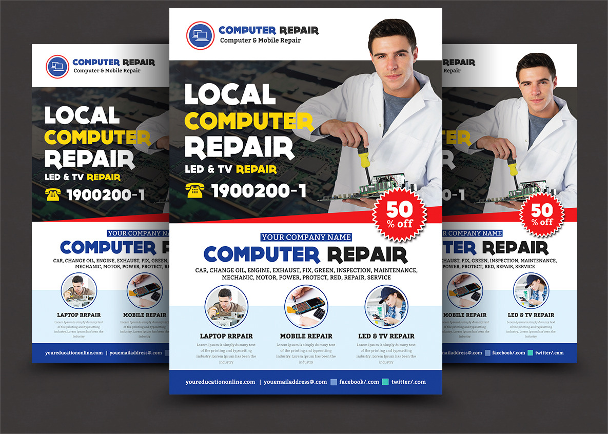 Computer & Mobile Repair Flyer, a Flyer Template by AfzaalGraphics