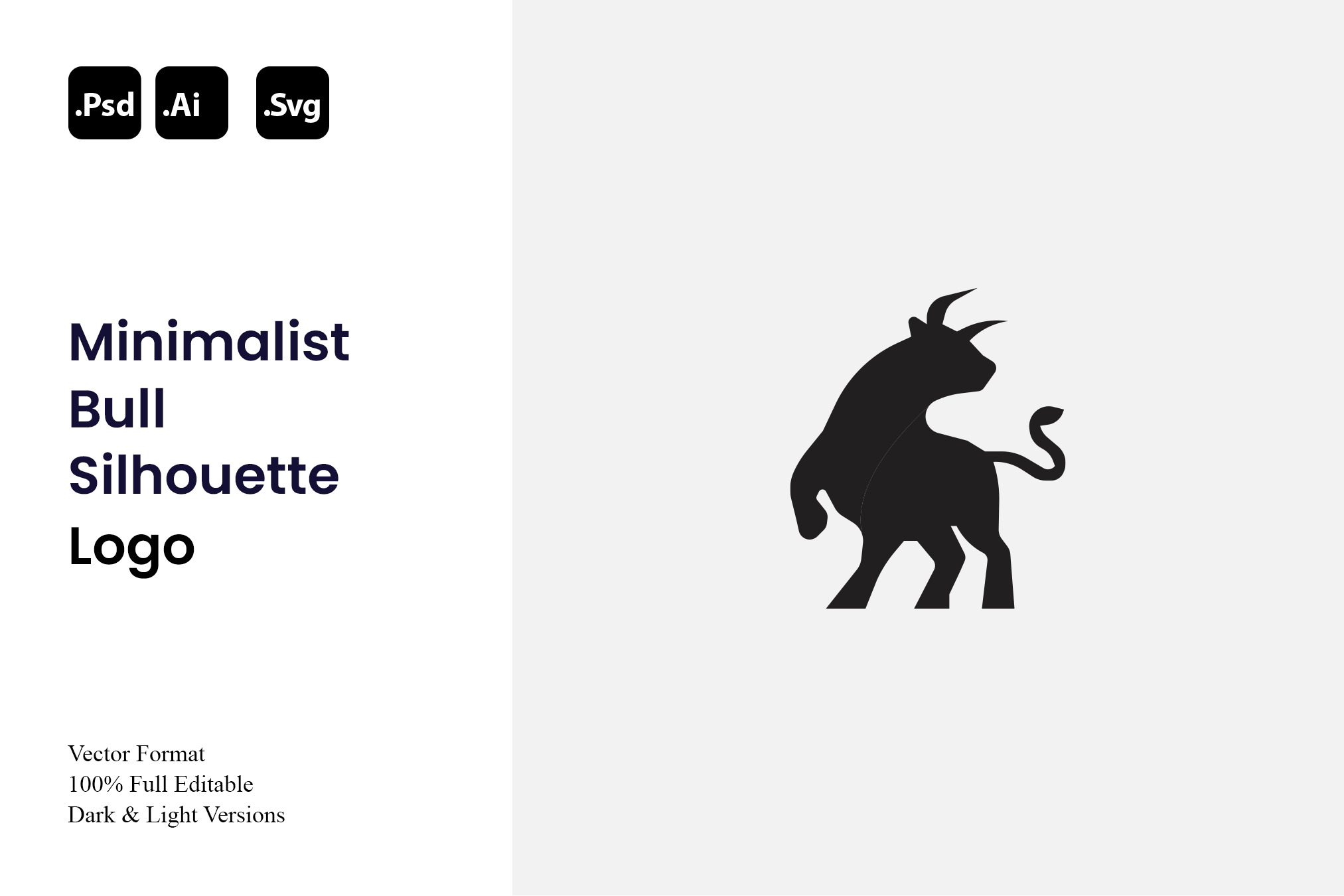 Minimalist Bull Silhouette Logo | Creative Market