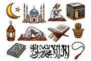 Islam religion symbols, an Illustration by Vector Tradition