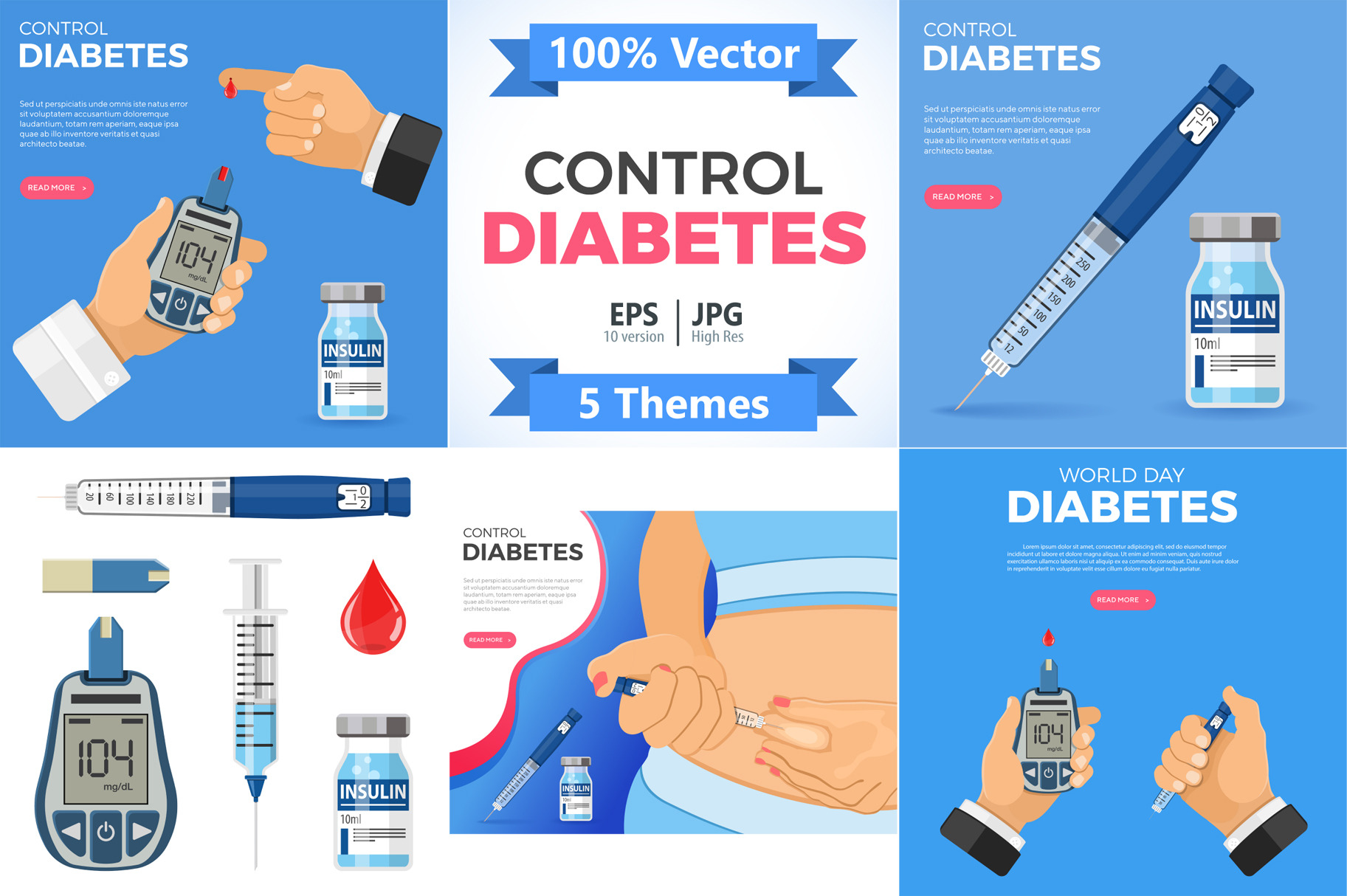 Control Your Diabetes Concepts, a Healthcare Illustration by TAlex