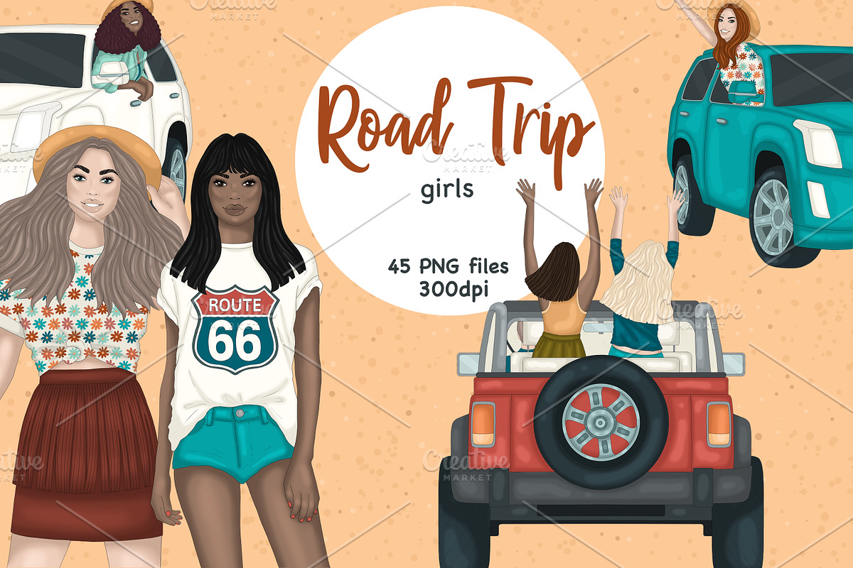 Road Trip Clipart | Summer Girl