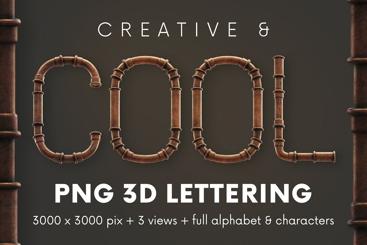 Copper Pipes - 3D Lettering, a Graphic by MIIM
