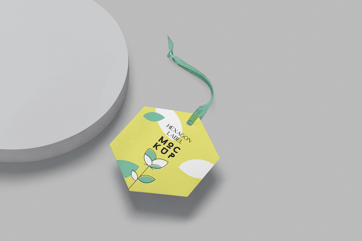 Hexagon Hang Tag Label Mockups, an Apparel Mockup by DesignNeutrons ...