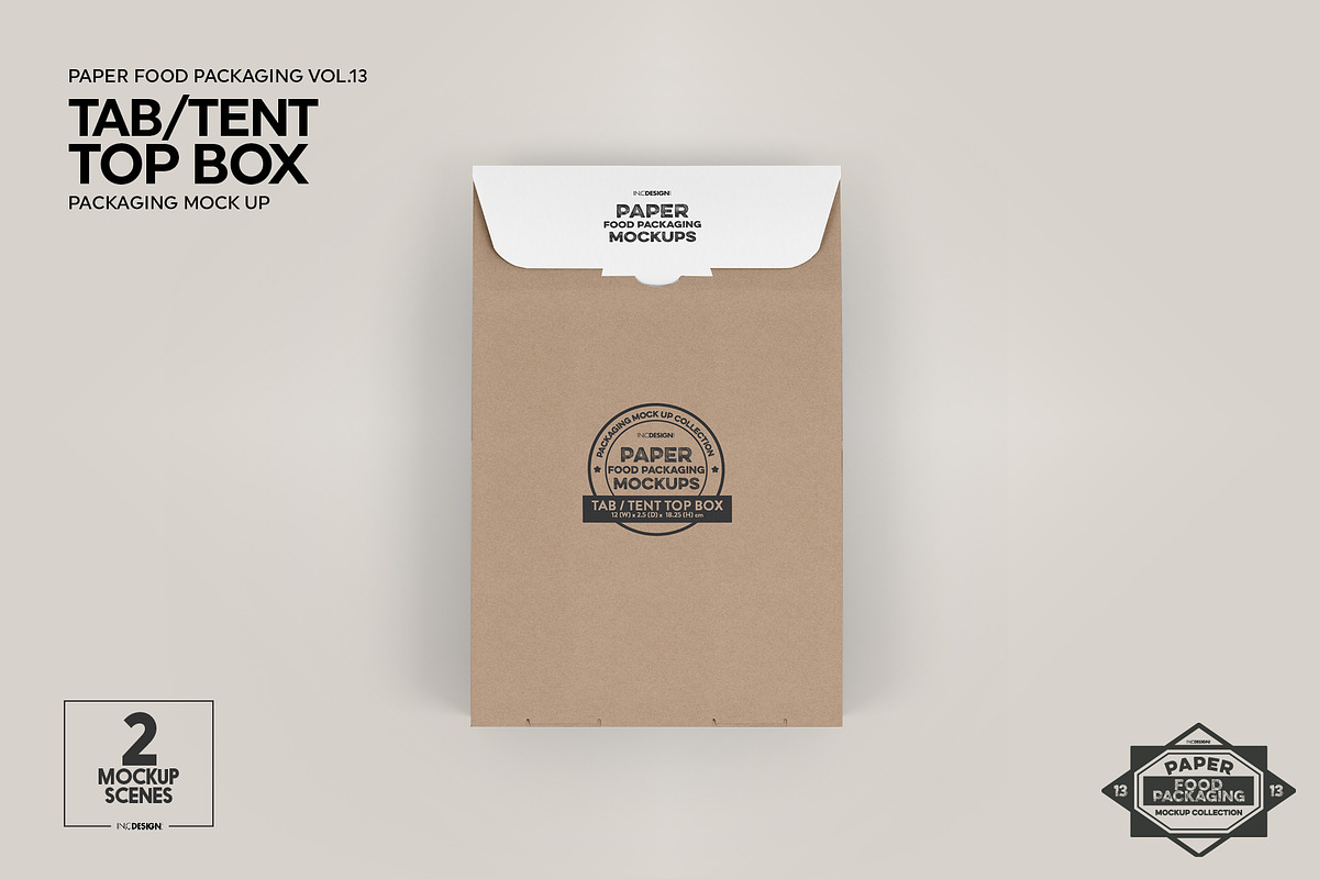 Tab Tent Top Box Packaging Mockup, a Packaging Mockup by INCDesign